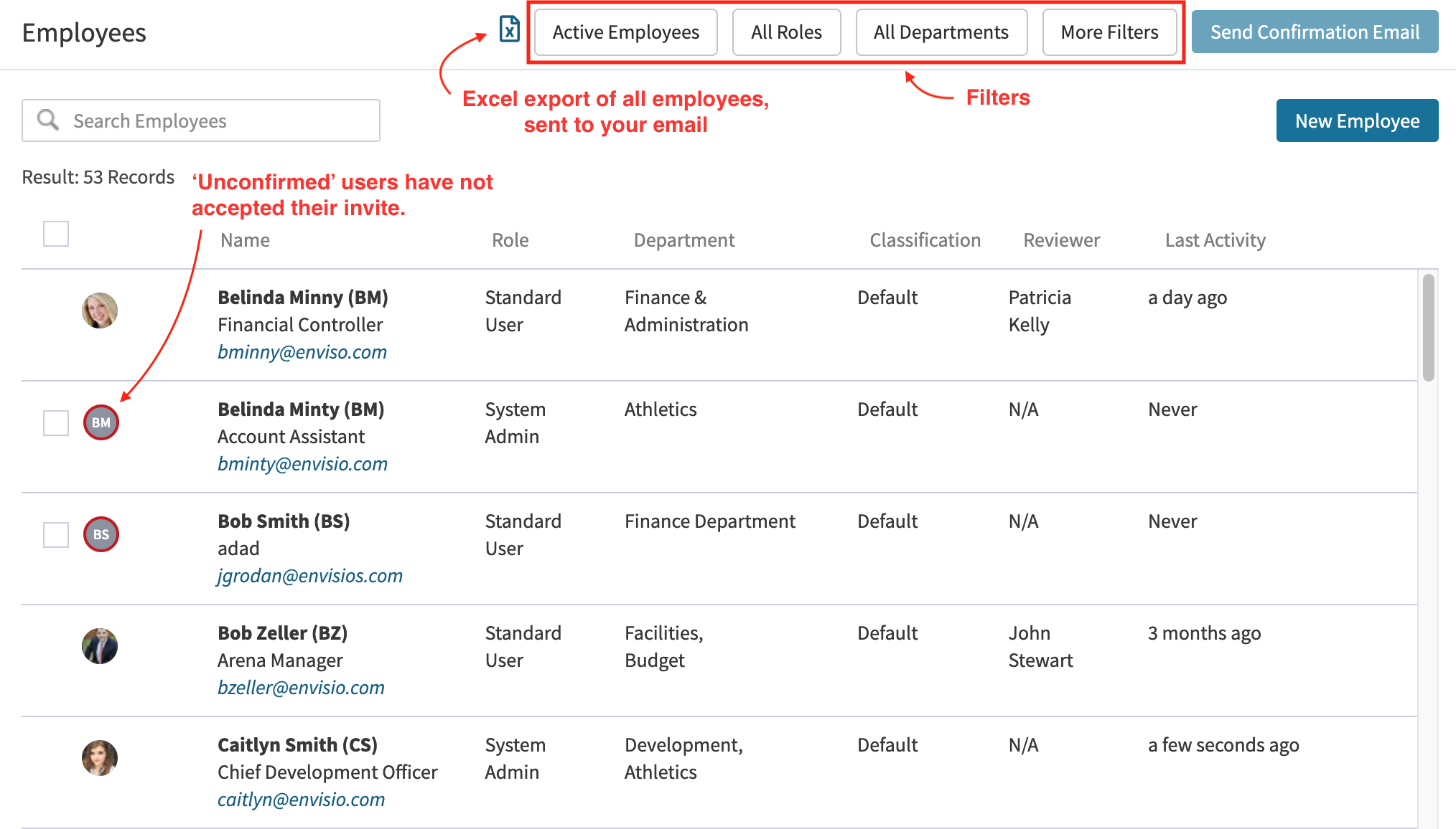 View and Edit an Employee's Record – Envisio