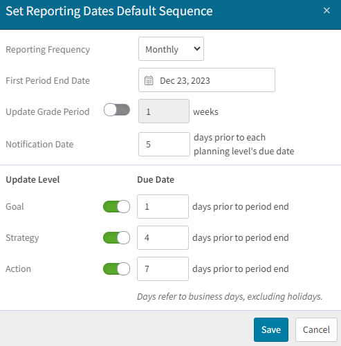Reporting Dates – Envisio