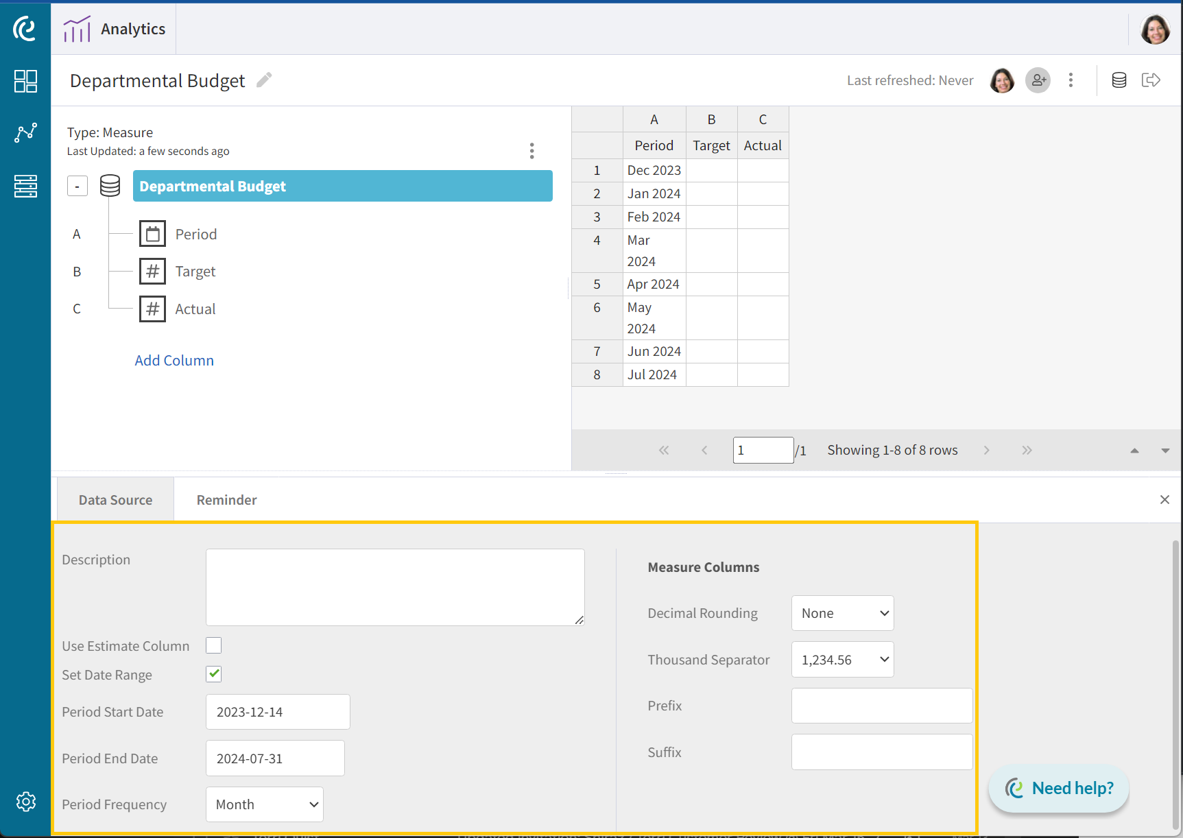 Create a Measure Data Source – Envisio