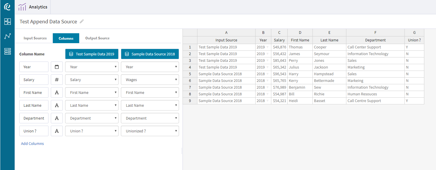 Create an Append Data Source – Envisio