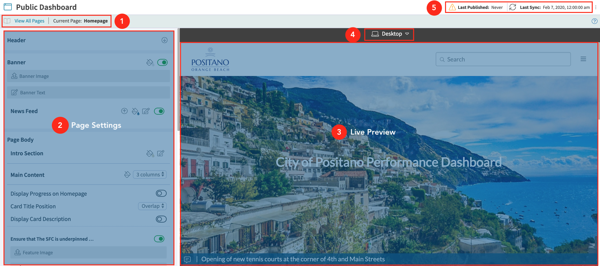 Design: Navigating Public Dashboard Admin Console – Envisio