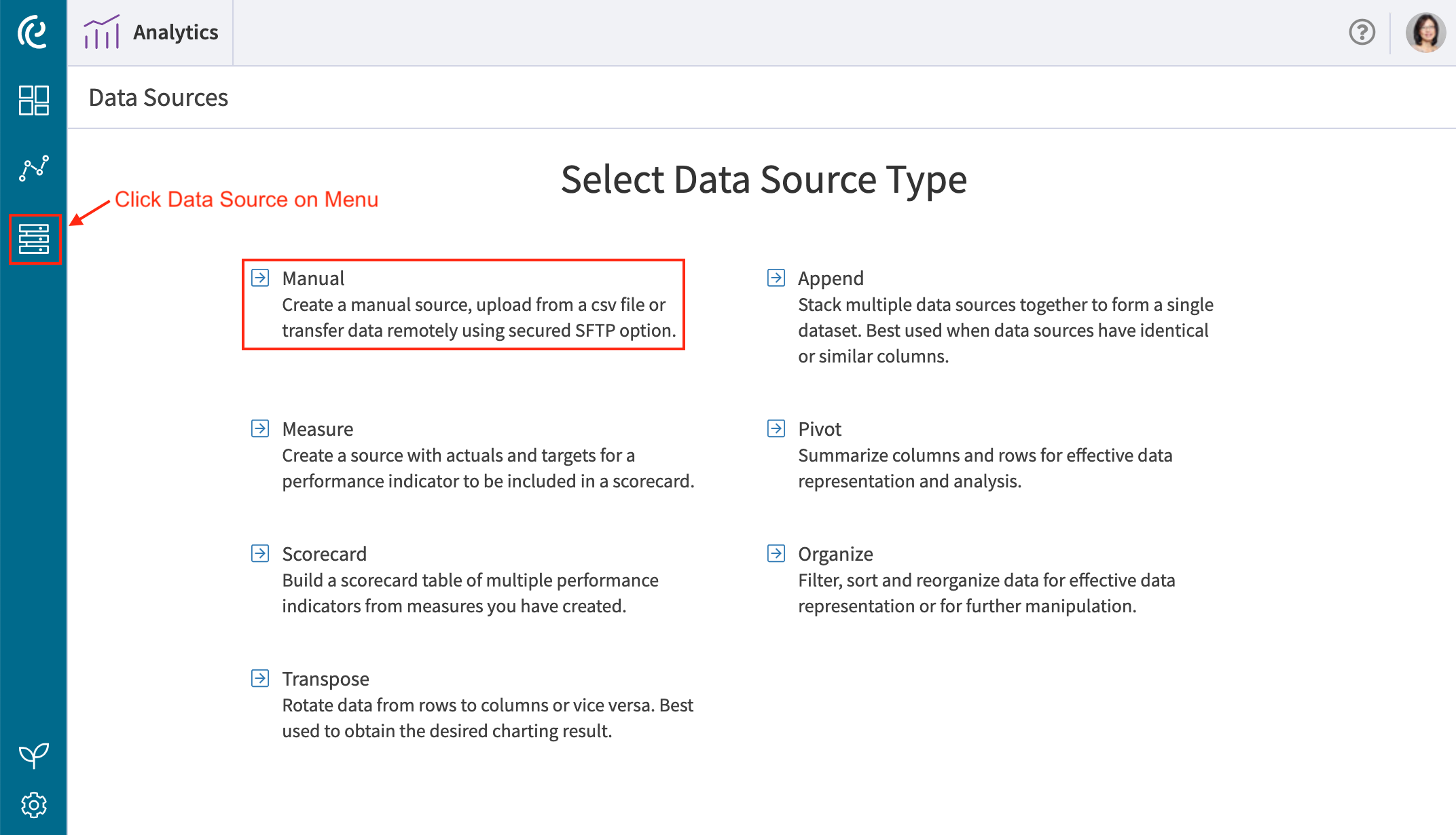 Create a Manual Data Source – Envisio