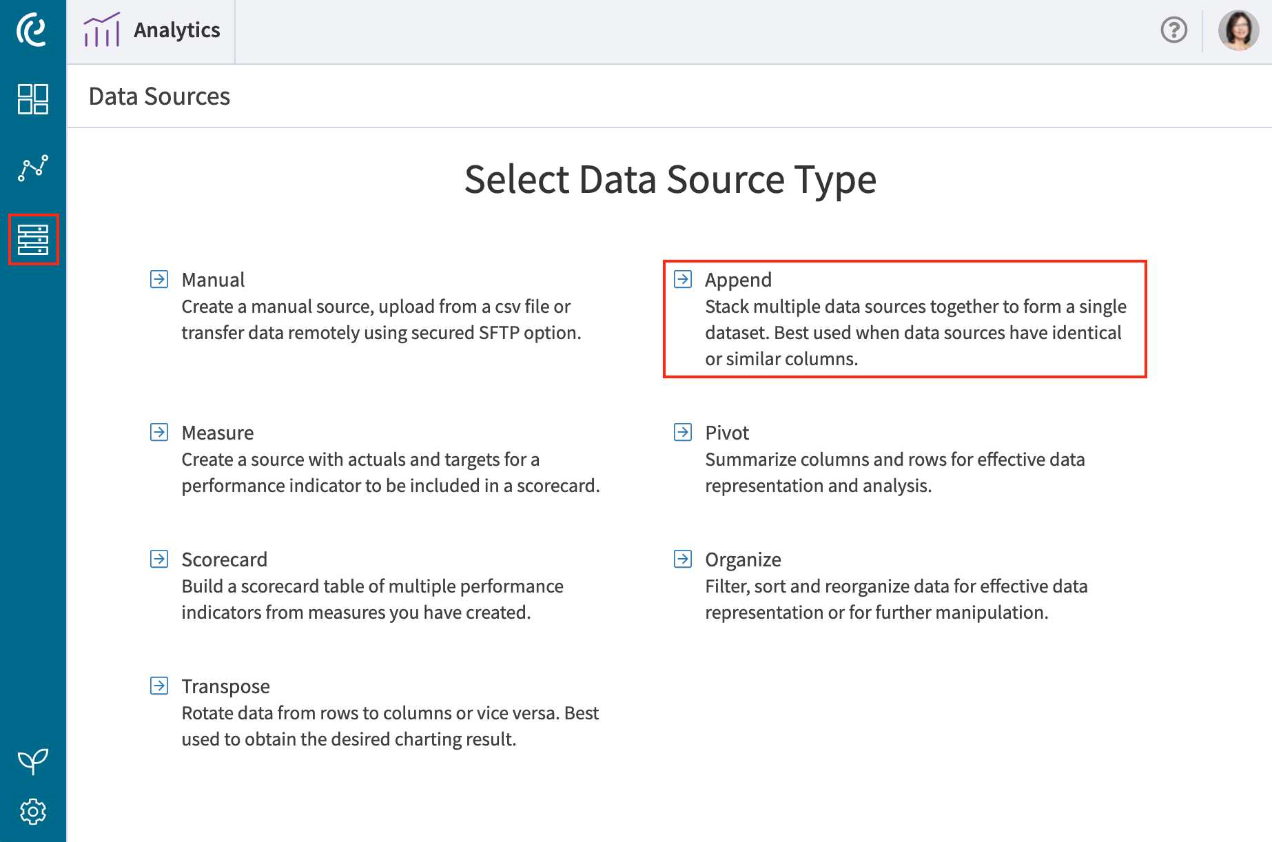 Create an Append Data Source – Envisio