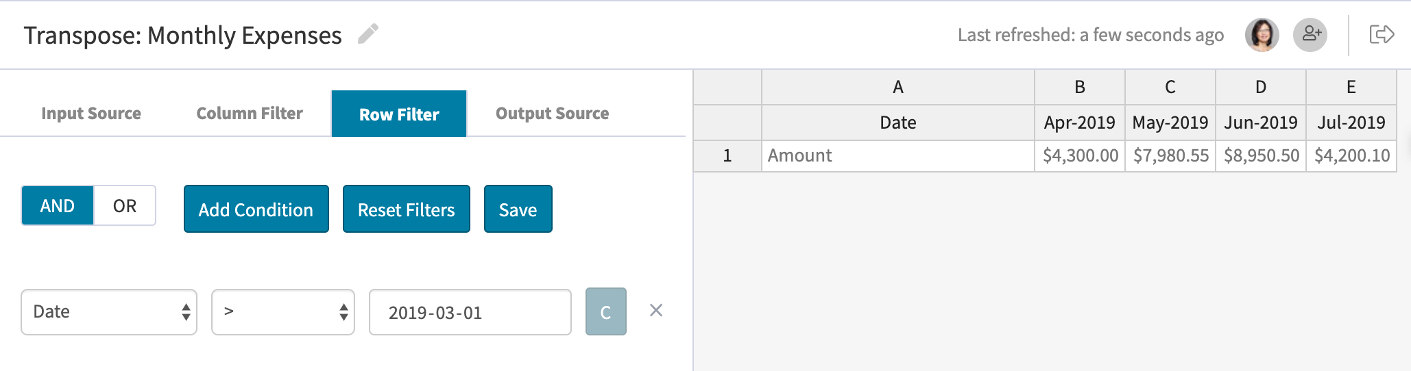 Create a Transpose Data Source – Envisio