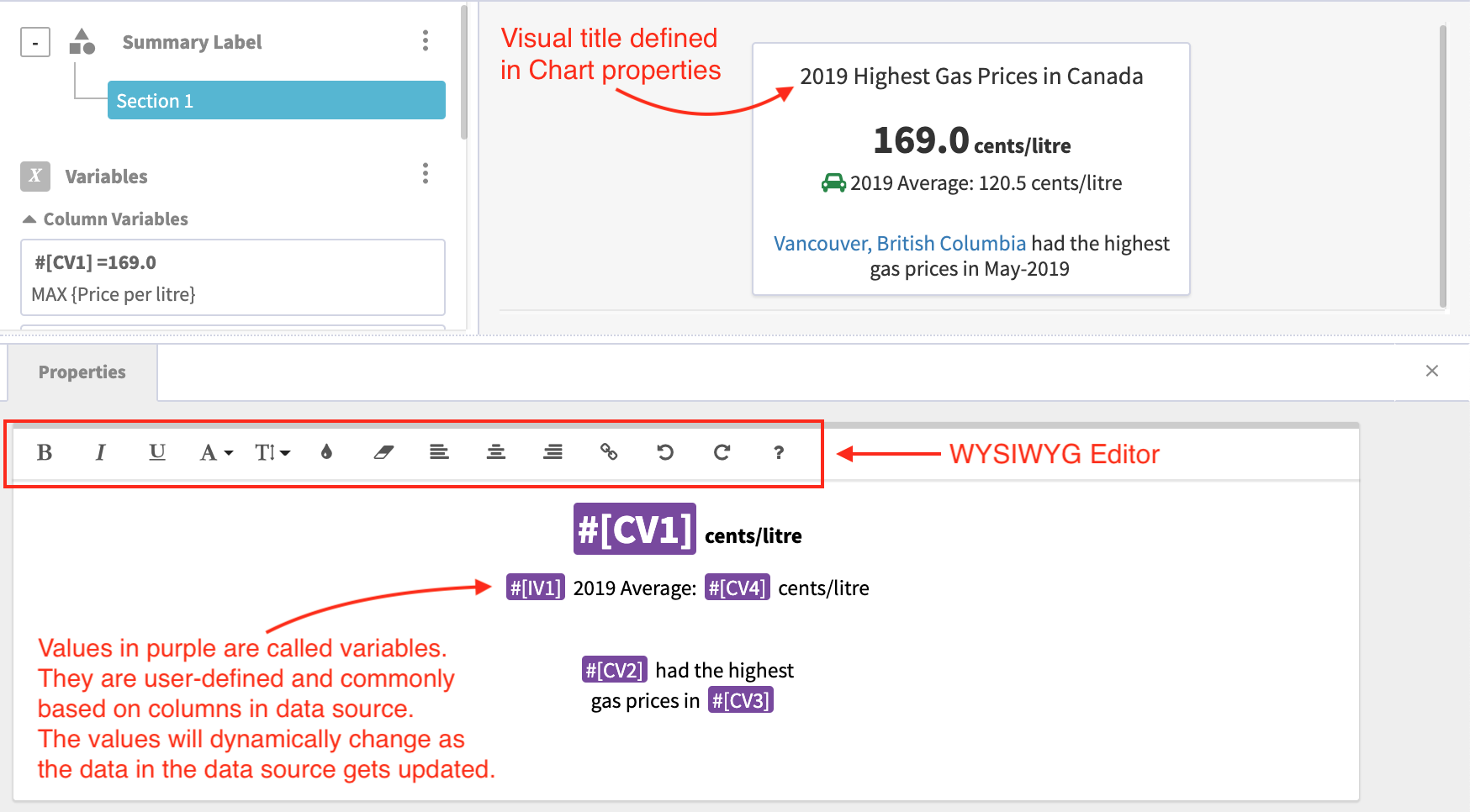 Create a Summary Label Visual – Envisio